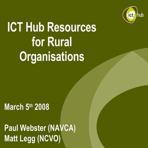 Ict Hub For Rural Orgs | PPT