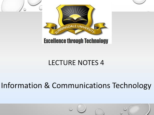 ICT - Lecture Notes 4.pdf ICT - Lecture Notes 4.pdf