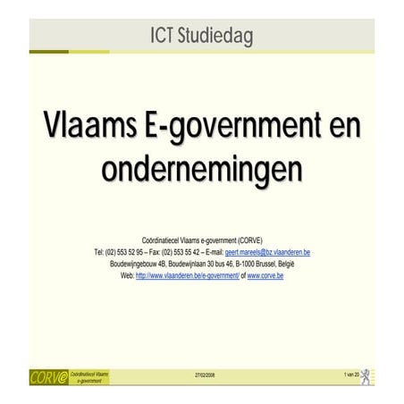 Ict Sd11 Vlaams E Governement En Ondernemingen Geert Mareels | PDF