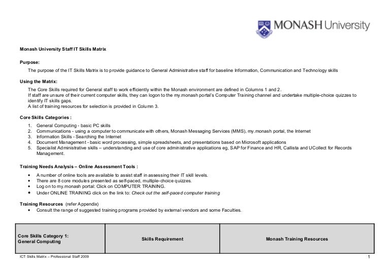 Ict Skills Matrix General