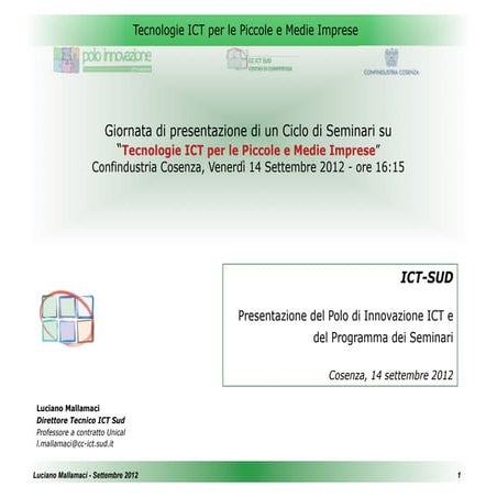 Presentazione polo ICT- Luciano Mallamaci | PDF