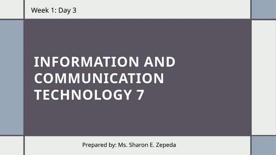 PowerPoint Presentation TLE- ICT Grade 7 | PPTX | Internet | Computing