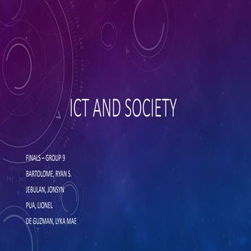 ICT AND SOCIETY | PPTX