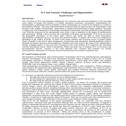 ICT And Tourism Challenges And Opportunities | PDF