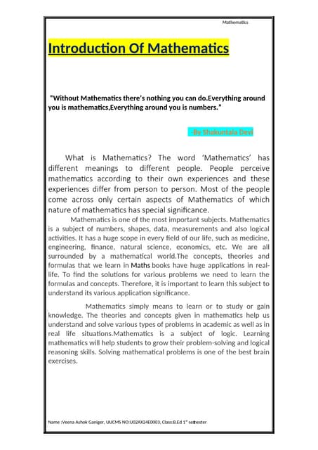 Chapter 1 Mathematics in our World.pdf | Chemistry | Science