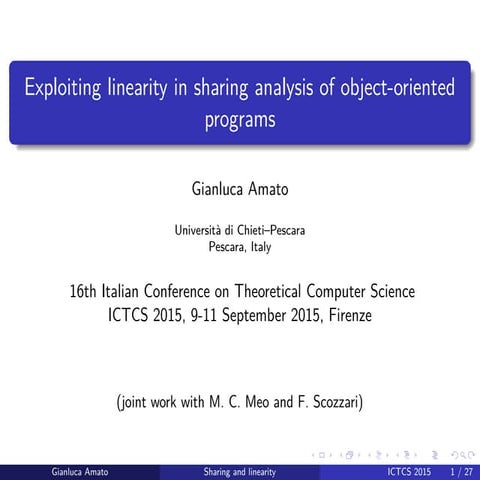 Ictcs 2015 Exploiting Linearity In Sharing Analysis Of Object 6014