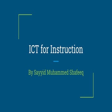 ICT for instruction ( information and Communication Technologies) | PDF