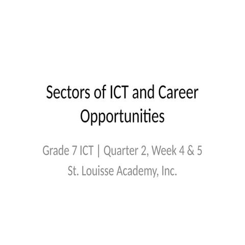TLE Grade 7 - Sectors of ICT and Its Career and Business Opportunities ...