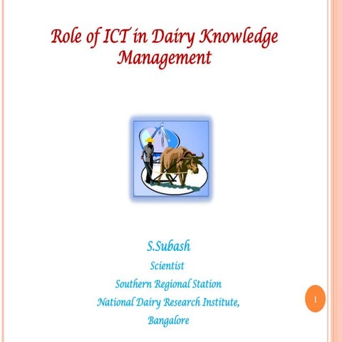 ICT in Dairy Knowledge Management - ICT in Dairying | PPT