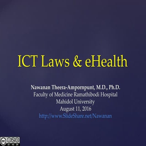 ICT Laws & eHealth: Part 1 (August 11, 2016) | PDF