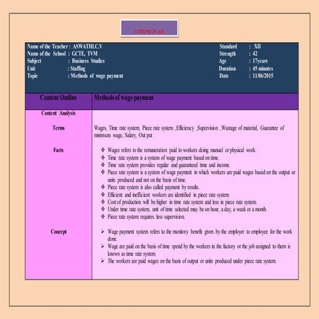 ICT Lesson Plan | PPT