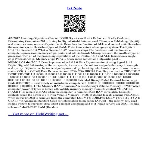 Ict Note | PDF | Data Storage and Warehousing | Computing