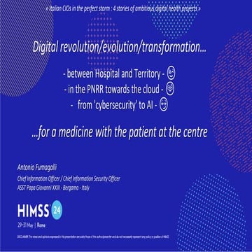 HIMSS Europe 2024 - Rome - Hospital Papa Giovanni XXIII - Bergamo ...