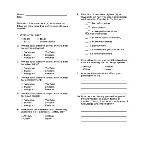 Social Media Survey | DOCX