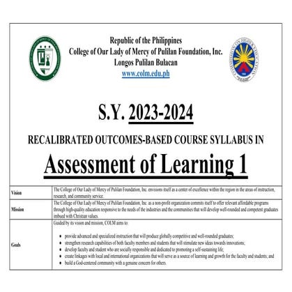 SYLLABUS IN ASSESSMENT IN LEARNING 00001 | DOCX