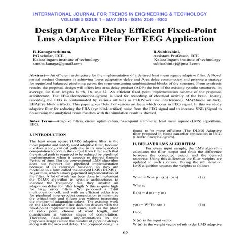 Design Of Area Delay Efficient Fixed Point Lms Adaptive Filter For Eeg 9910
