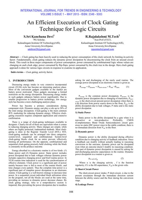 An Efficient Execution Of Clock Gating Technique For Logic Circuits Pdf