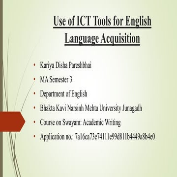 Use of ICT tools for language acquisition | PPTX