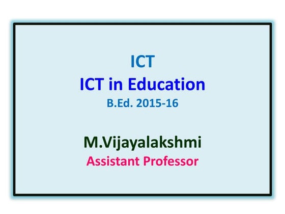 ICT IN EDUCATION PRESENTATION | PDF