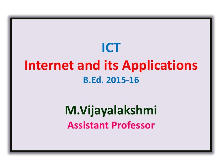 Internet and Its Applications