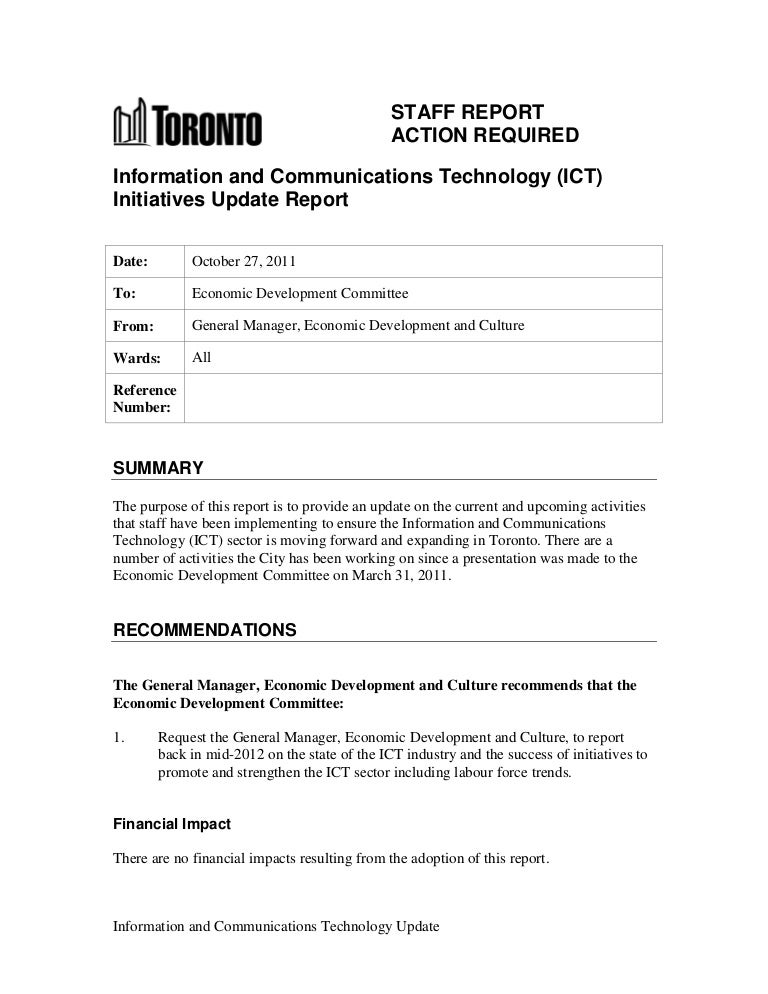 Ict Update Report October 28, 2011