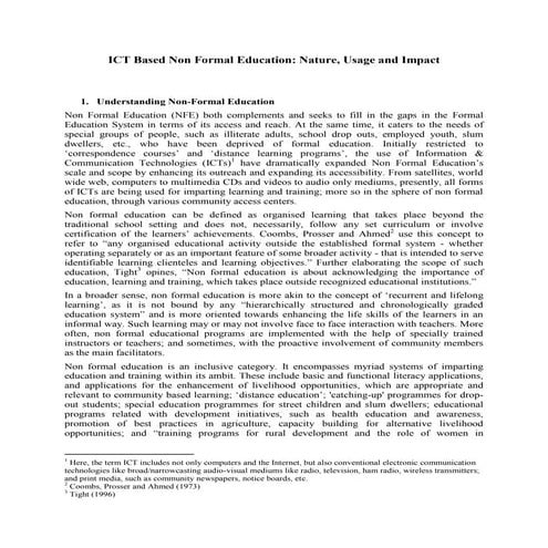 ICT Based Non Formal Educational Modules: Nature, Usage and Impact | PDF