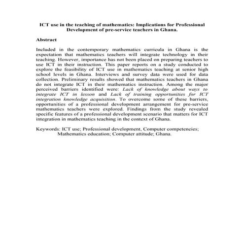 Ict use in the teaching of mathematics | DOC