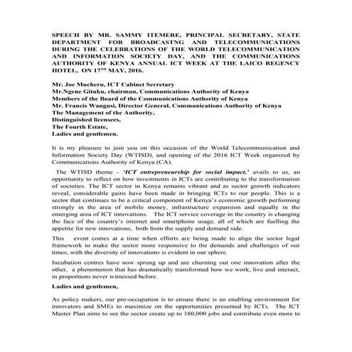 ICT week 2016 speeches | DOC