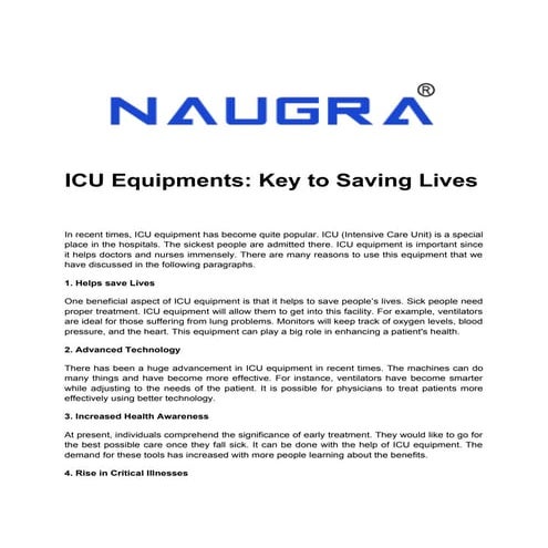 Complete ICU Equipment List | Machine Used in ICU | Presentation by ...
