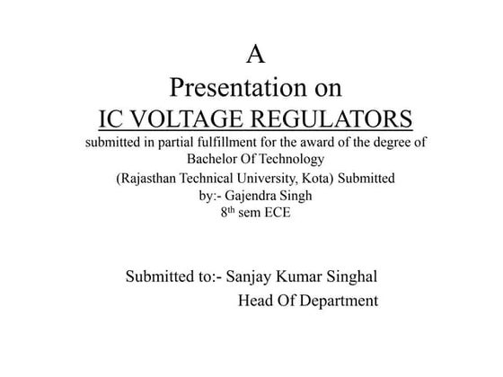 Module 5 :Voltage regulator IC 78XX 79XX LM317 | PPT