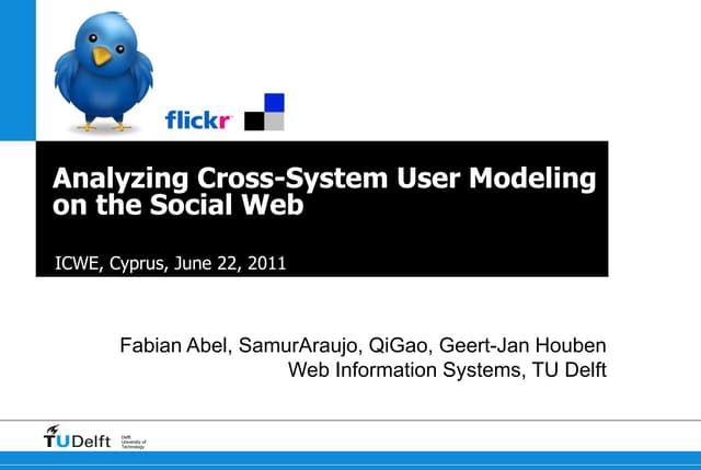 Analyzing Cross System User Modeling On The Social Web Ppt
