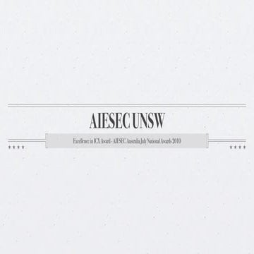 AIESEC UNSW National Awards 2010 Wiki - Excellence in ICX Award | PPT