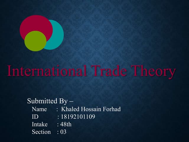 Theories Of International Trade | PPT