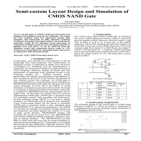 Semi-custom Layout Design and Simulation of CMOS NAND Gate | PDF
