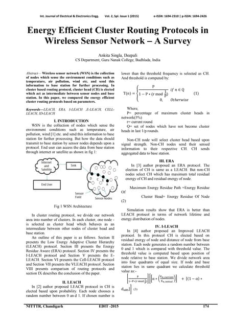Energy Efficient Cluster Routing Protocols In Wireless Sensor Network A Survey Pdf Free