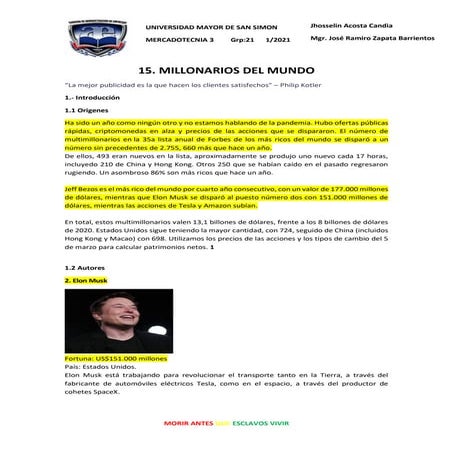 Millonarios del mundo | DOCX