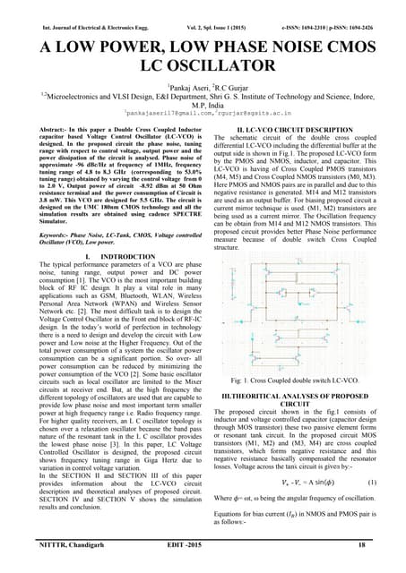 A 2.4 GHZ FULLY INTEGRATED LC VCO DESIGN USING 130 NM CMOS TECHNOLOGY | PDF