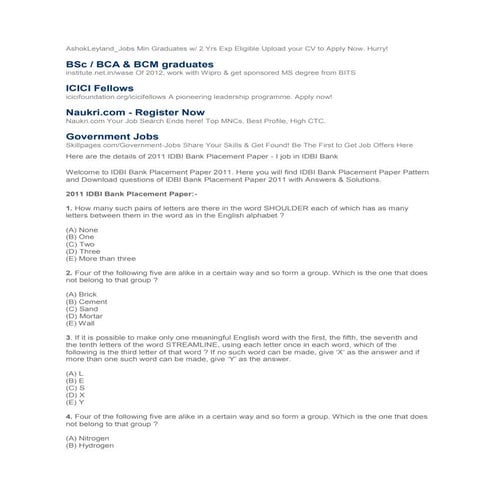 Sbi 2008 question paper | PDF