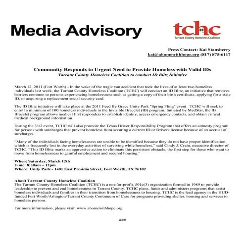 Final homeless count media advisory | PDF