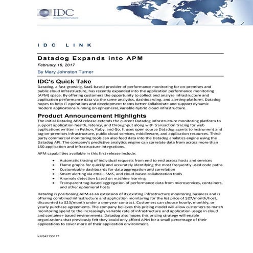 Idc datadog-expands-into-apm | PDF