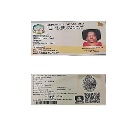ID CARD INES DADOS PESSOAIS MODELO ANGOLANO | PDF