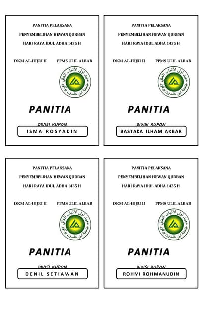 Contoh tag nama murid dan guru | PDF