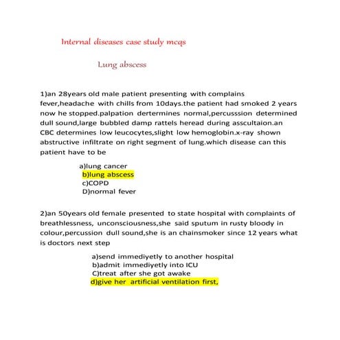 lung abscess case study | DOCX