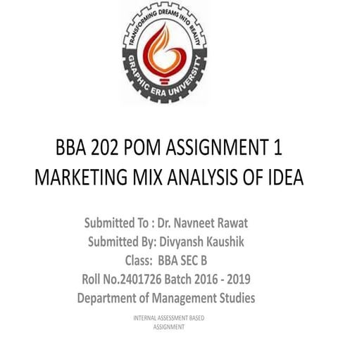 Marketing Mix of IDEA | PPTX