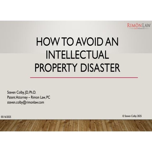 How to Avoid an Intellectual Property Disaster | PDF