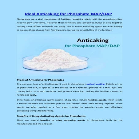 Ideal Anticaking for Phosphate MAP/DAP | PPTX