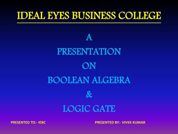 Digital Logic Gates And Boolean Algebra 8724