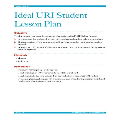 Ideal studentlessonplan | PAGES