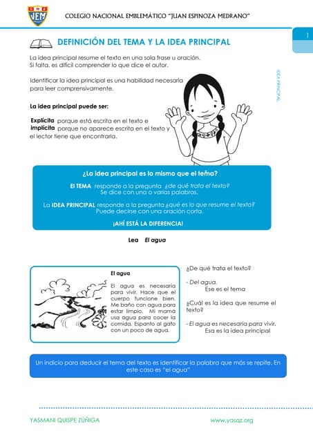 Hojas De Trabajo De La Idea Principal De Comprensión De Lectura