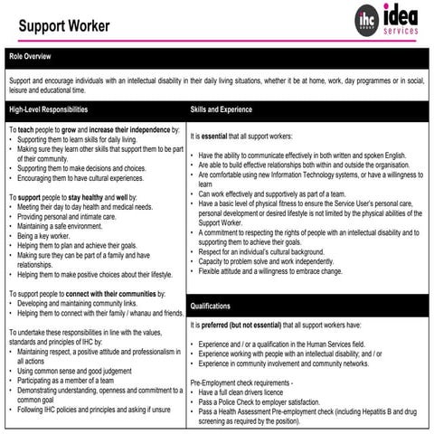 idea services - support worker jd.pdftxt | PDF
